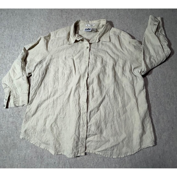 Edward | Tops | Vintage Edward Woman 0 Irish Linen Button Down Blouse ...